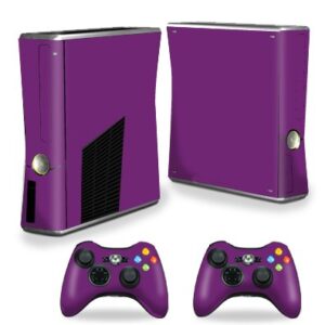 mightyskins skin compatible with x-box 360 xbox 360 s console - solid purple | protective, durable, and unique vinyl decal wrap cover | easy to apply, remove, and change styles | made in the usa