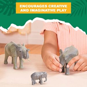 Terra by Battat – 4 Pcs African Elephant Toys Family Set – Realistic Plastic Safari Animals Figures – Animal Toys for Kids 3+ – Elephant Gifts & Baby Shower Decorations