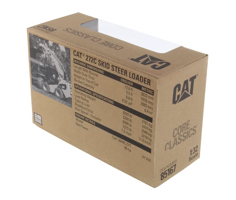 1:32 Caterpillar 272C Skid Steer Loader - Core Classics Series by Diecast Masters - 85167C (Comes with Pallet Fork and Grapple Bucket Attachment)