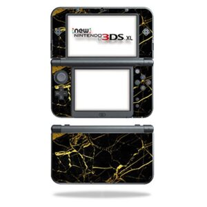 mightyskins skin compatible with nintendo 3ds xl (2015) - black gold marble | protective, durable, and unique vinyl decal wrap cover | easy to apply, remove, and change styles | made in the usa