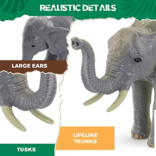 Terra by Battat – 4 Pcs African Elephant Toys Family Set – Realistic Plastic Safari Animals Figures – Animal Toys for Kids 3+ – Elephant Gifts & Baby Shower Decorations