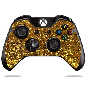 mightyskins skin compatible with microsoft xbox one/one s controller case wrap cover sticker skins gold glitter