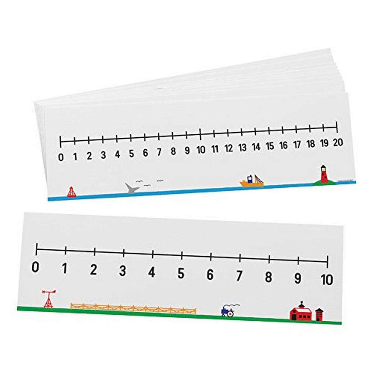 Didax Educational Resources 0-10/0-20 Number Line, Set of 10, Multi (211557)