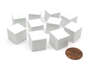 koplow games pack of 10 16mm blank foam dice cubes with square corners - white