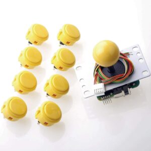 sanwa jlf-tp-8yt joystick + sanwa 8 pcs obsf-30 push button bundle kit color : yellow - for arcade game 4 & 8 way adjustable, compatible with catz mad sf4 tournament joystick s@nwa