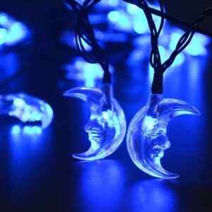 AMZSTAR Moon Light String,15.75ft 20 LED Solar Fairy String Light for Outdoor, Garden, Home, Wedding, Christmas Party and Holiday,Waterproof Decoration Lights (Blue)