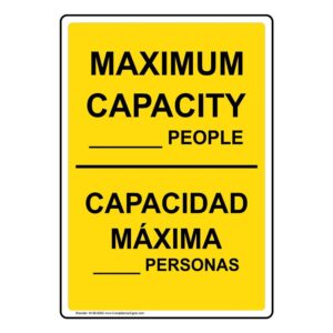 compliancesigns.com maximum capacity____ english + spanish sign, 14x10 in. aluminum for dining/hospitality/retail