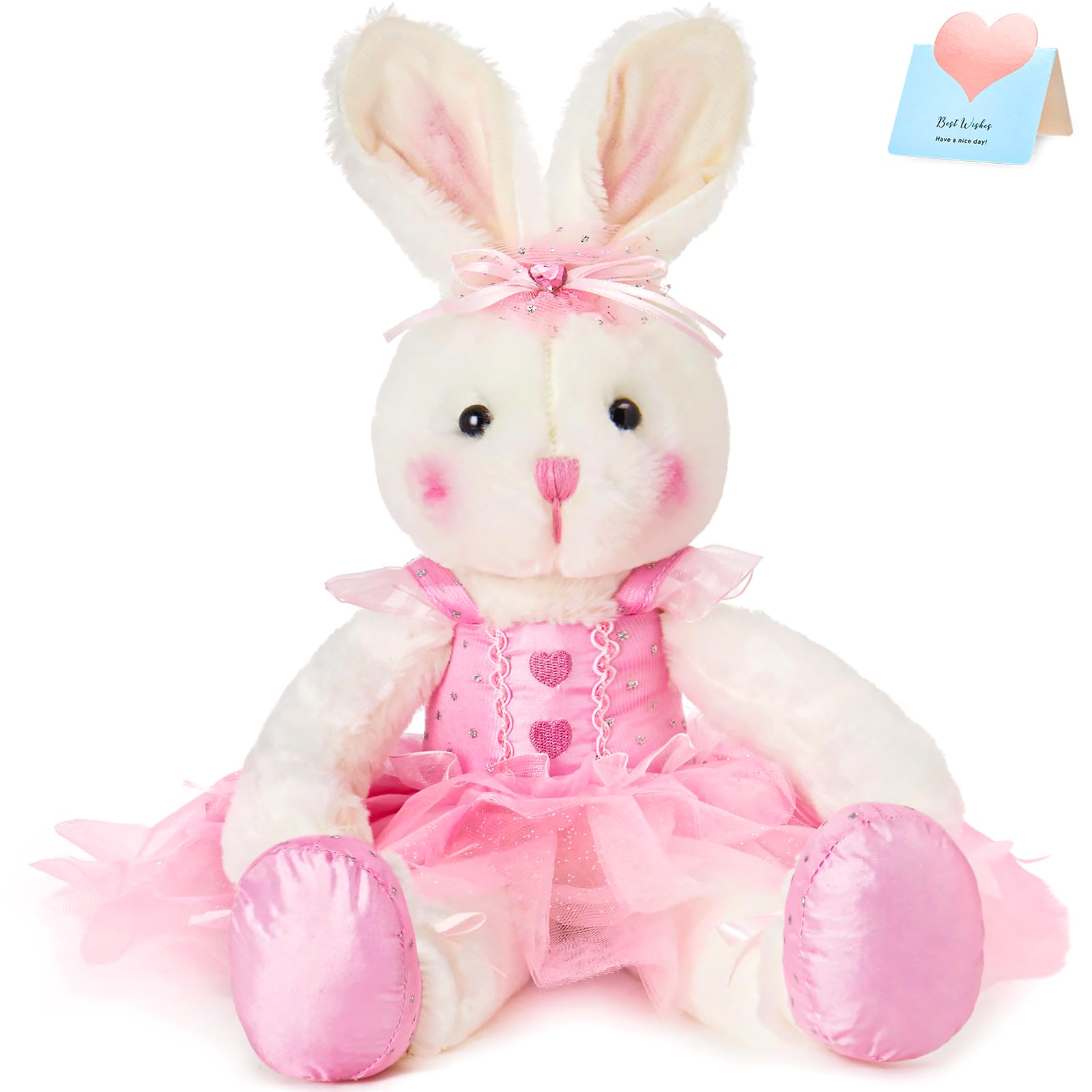 WEWILL 20'' Ballerina Bunny Stuffed Animal Rabbit Doll Adorable Soft Long Legs Plush Toys Girls Gift on Easter Birthday Spring Festivals