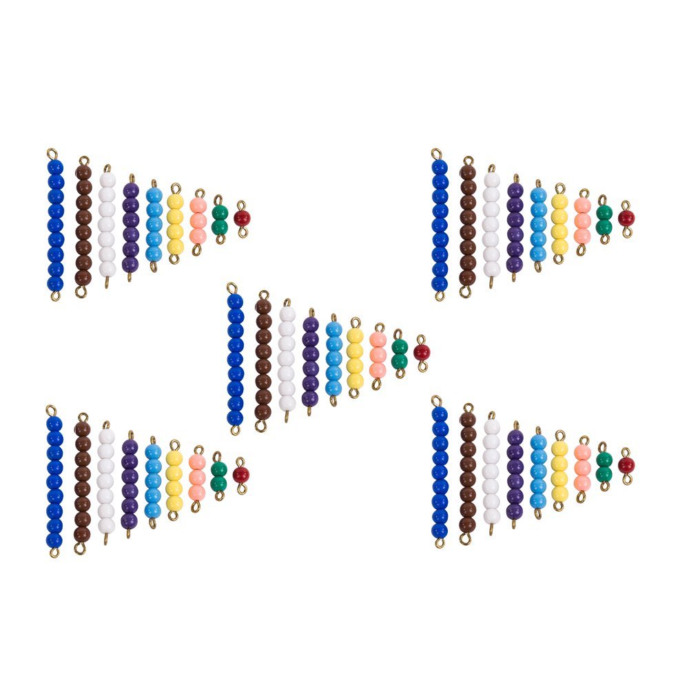 Montessori Math Materials 5 Sets of Colored Bead Stairs 1-9 for Early Preschool Learning Toy