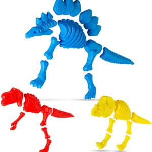 Top Race 3 Large Dinosaur Sand Molds, Fossil Skeleton Beach Toy Set - Perfect for Dinosaur Bones for Sandbox Play.