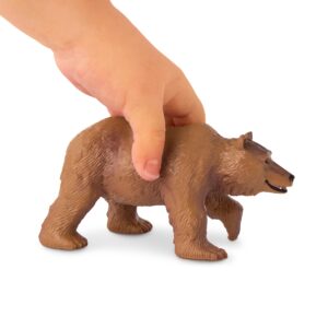 Terra by Battat – 4 Pcs Brown Bear Family Set – Realistic Plastic Animal Figurines – Zoo Animal Toys for Kids and Toddlers 3+