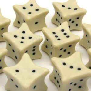 Pack of 10 D6 6-Sided 18mm Bone Dice - Roll Dem Bones RPG D&D Dice