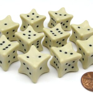 Pack of 10 D6 6-Sided 18mm Bone Dice - Roll Dem Bones RPG D&D Dice