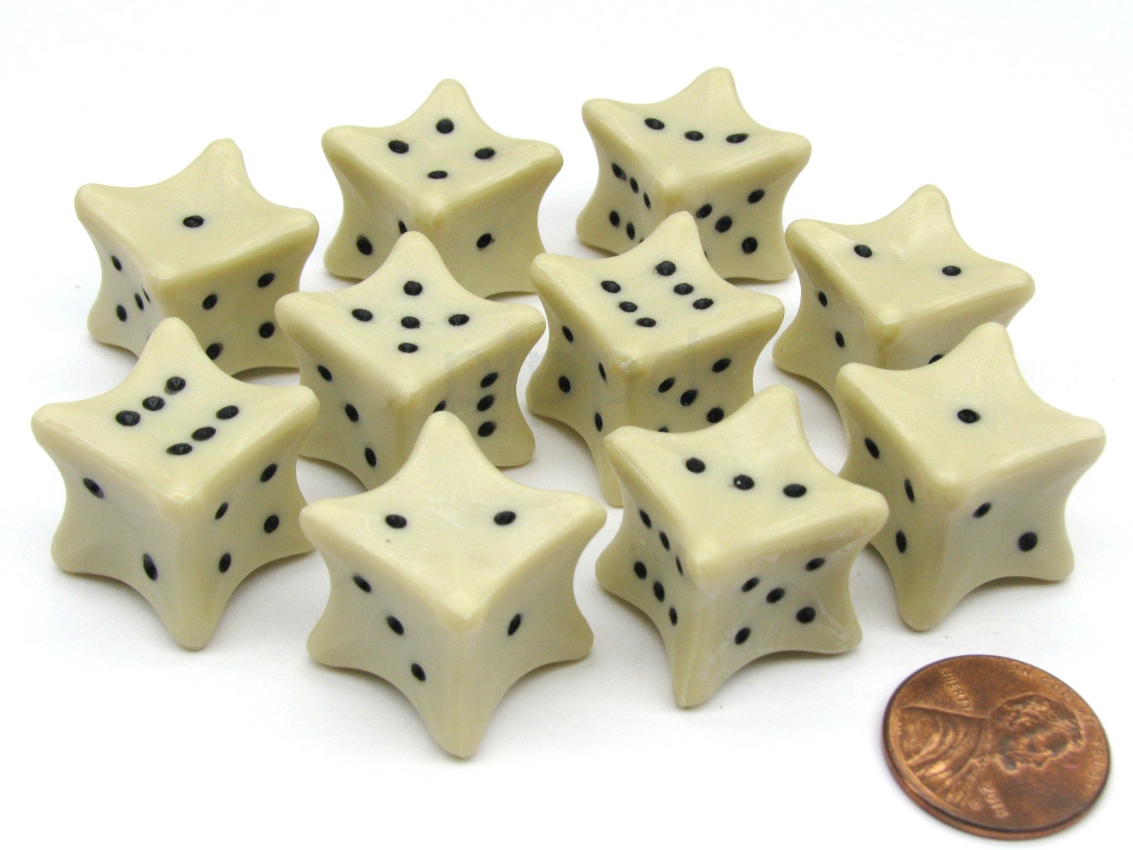 Pack of 10 D6 6-Sided 18mm Bone Dice - Roll Dem Bones RPG D&D Dice