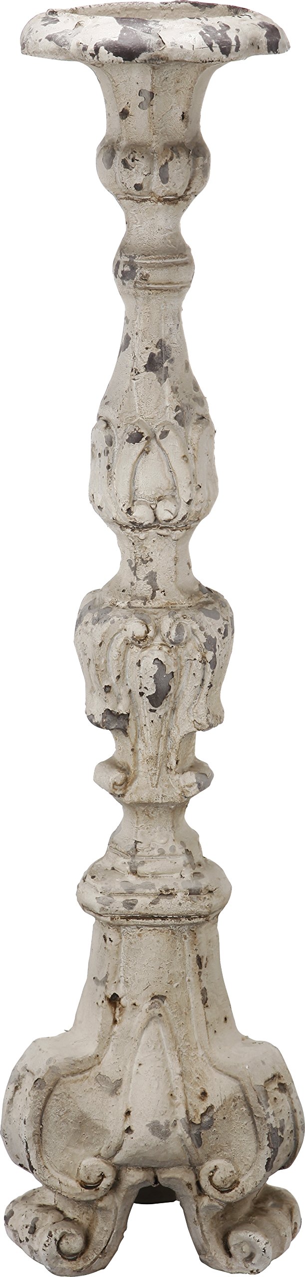 A&B Home Magnesia Candle Holder French Chic Garden Stone Candlestick, Antique White