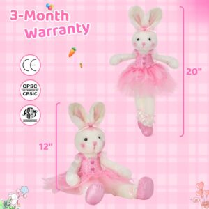 WEWILL 20'' Ballerina Bunny Stuffed Animal Rabbit Doll Adorable Soft Long Legs Plush Toys Girls Gift on Easter Birthday Spring Festivals