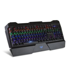 beastron rgb led backlit mechanical wired gaming keyboard with blue switches, adjustable backlit effects, compatible with pc and mac