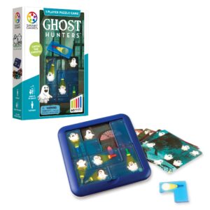 smartgames ghost hunters travel game for kids and adults, a spooky, stem focused cognitive skill-building brain game - brain teaser for ages 6 & up, 60 challenges