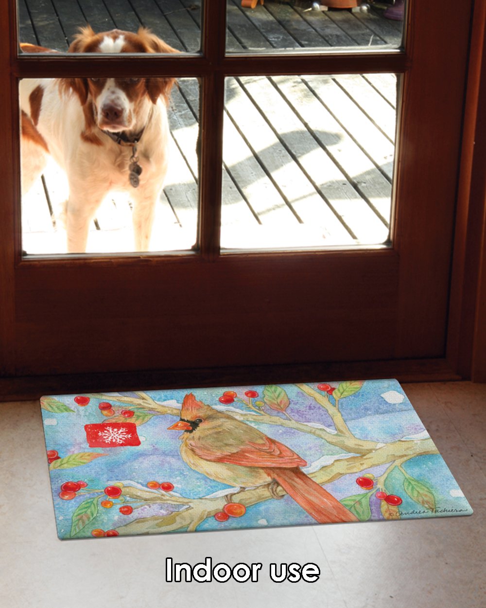 Toland Home Garden 800262 Noel Cardinal Winter Door Mat 18x30 Inch Bird Outdoor Doormat for Entryway Indoor Entrance