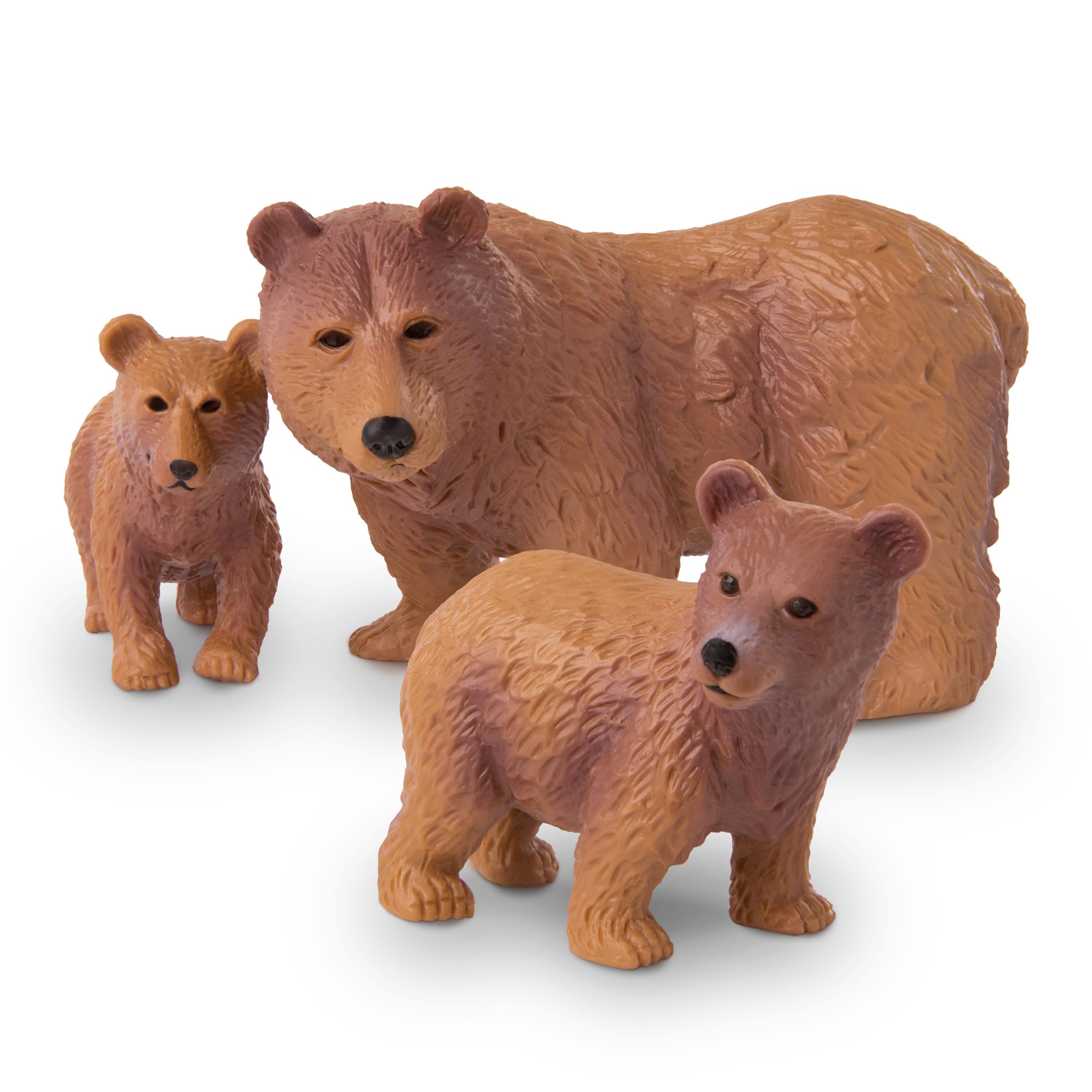 Terra by Battat – 4 Pcs Brown Bear Family Set – Realistic Plastic Animal Figurines – Zoo Animal Toys for Kids and Toddlers 3+