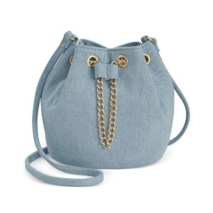 inc womens pia crossbody mini bucket handbag blue small