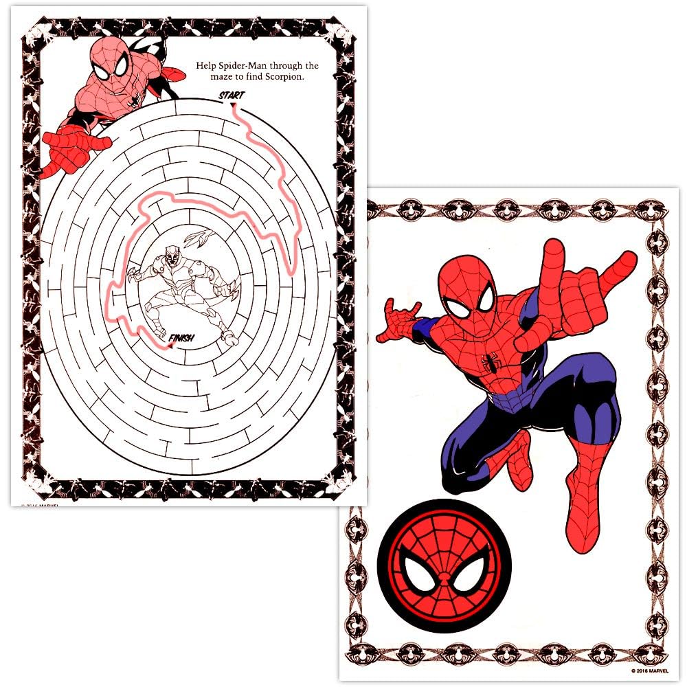 Marvel Spiderman Coloring Book Bundle with Spiderman Stickers and Rex-Man Door Hanger