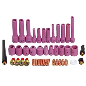 riverweld tig gas lens collet body 45v 13n series alumina ceramic cup 13n 53n 796f series assorted size kit fit sr wp 9 20 25 tig welding torch 46pcs