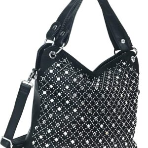 Zzfab Mirror Rhinestone Bling Purse Black