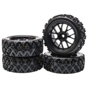 jiuwu 4 pcs black 1:10 scale rc tires wheel rims crossing rubber on road parts