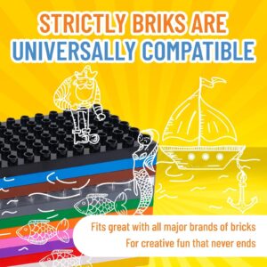 Strictly Briks Compatible with Lego Duplo 12 Pack Large Building Blocks Baseplates, Big Bricks Stackable Plates 7.5 x 3.75 in for Toddlers Kids, Rainbow Colors