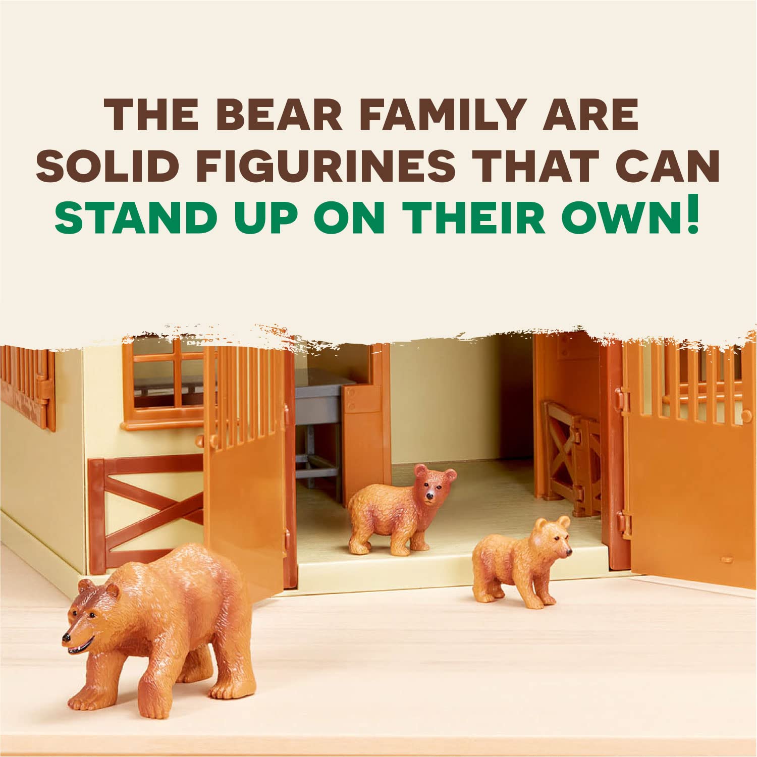 Terra by Battat – 4 Pcs Brown Bear Family Set – Realistic Plastic Animal Figurines – Zoo Animal Toys for Kids and Toddlers 3+