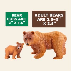 Terra by Battat – 4 Pcs Brown Bear Family Set – Realistic Plastic Animal Figurines – Zoo Animal Toys for Kids and Toddlers 3+