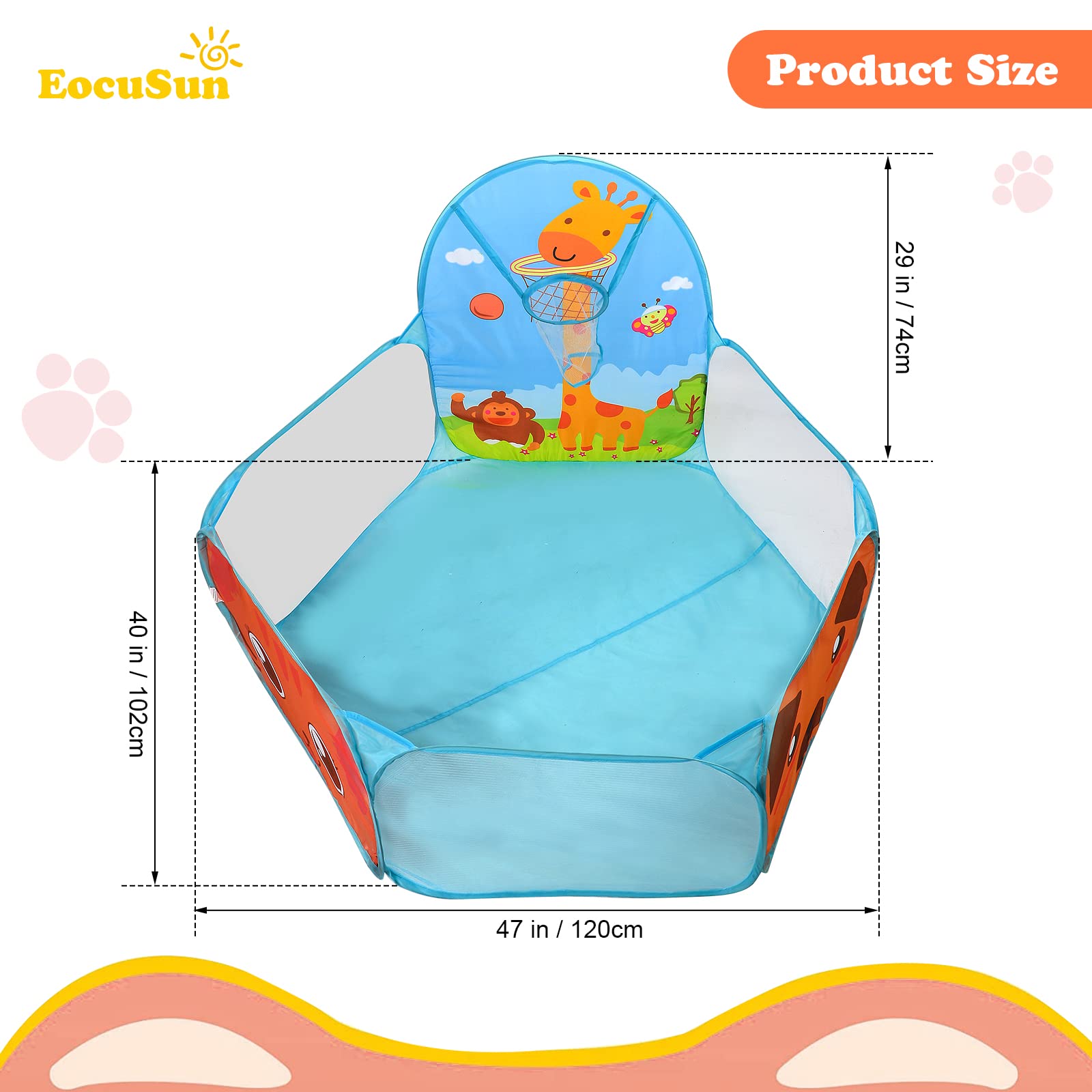 EocuSun Kids Ball Pit Ball Tent Pop up Children Baby Toy Toddler Ball Pit for Indoor Outdoor Play, Balls Not Included (1)