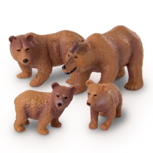 Terra by Battat – 4 Pcs Brown Bear Family Set – Realistic Plastic Animal Figurines – Zoo Animal Toys for Kids and Toddlers 3+