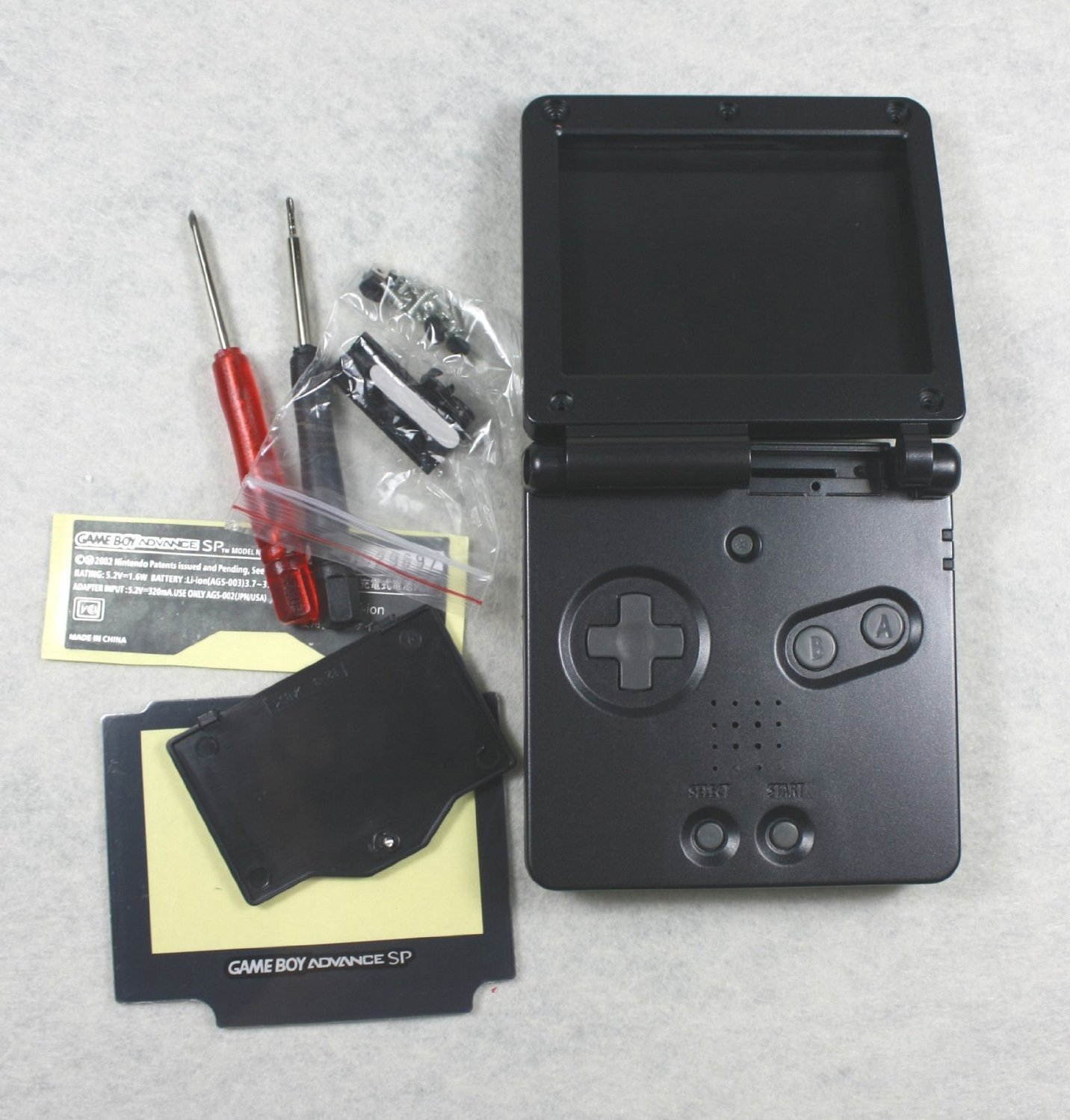 Gametown® Full Housing Shell Pack Case Cover for GBA SP Gameboy Advance SP Black