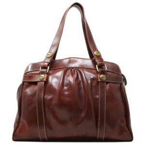 floto milano shoulder bag in vecchio brown italian calfskin leather