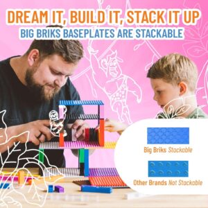 Strictly Briks Compatible with Lego Duplo 12 Pack Large Building Blocks Baseplates, Big Bricks Stackable Plates 7.5 x 3.75 in for Toddlers Kids, Rainbow Colors