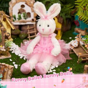 WEWILL 20'' Ballerina Bunny Stuffed Animal Rabbit Doll Adorable Soft Long Legs Plush Toys Girls Gift on Easter Birthday Spring Festivals