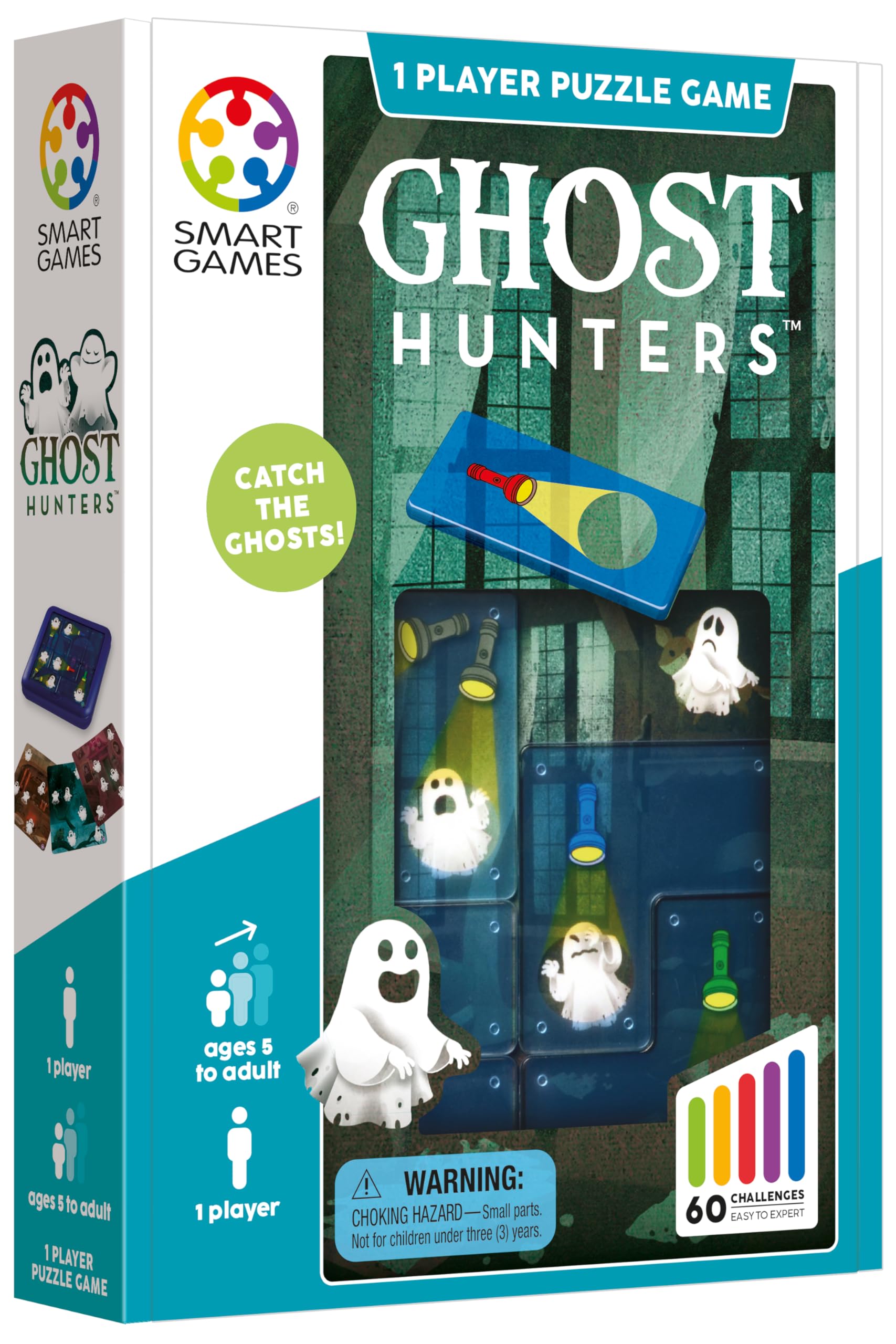 SmartGames Ghost Hunters Travel Game for Kids and Adults, a Spooky, STEM Focused Cognitive Skill-Building Brain Game - Brain Teaser for Ages 6 & Up, 60 Challenges