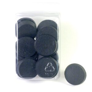 Hedral Value Pack of 20-32MM Round Black Miniature Model Bases for Tabletop or Miniature Wargames