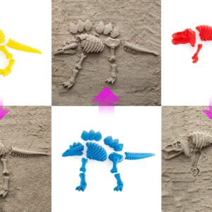 Top Race 3 Large Dinosaur Sand Molds, Fossil Skeleton Beach Toy Set - Perfect for Dinosaur Bones for Sandbox Play.