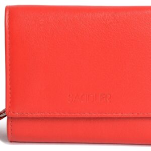 SADDLER Womens Luxurious RFID Protected Leather Trifold Credit Card Wallet With Large Zippered Coin Pocket | Ladies Designer Purse - Perfect for ID Coins Notes Debit Travel Cards | Gift Boxed - Red