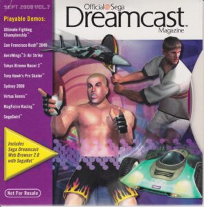 dreamcast magazine september 2000 vol 7 demo disc w/ playable demos of ultimate fighting championship, san francisco rush 2049, aerowings 2, tokyo xtreme racer 2, t+ more