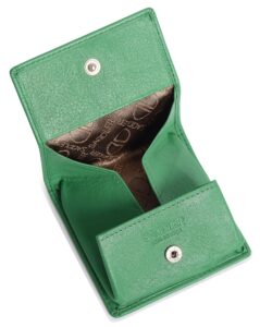 saddler womens luxurious leather mini coin tray purse | designer ladies change pouch |gift boxed - green