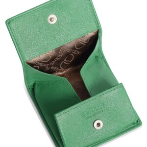 SADDLER Womens Luxurious Leather Mini Coin Tray Purse | Designer Ladies Change Pouch |Gift Boxed - Green