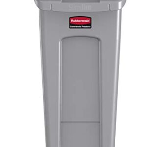 Rubbermaid Commercial Products SLIM JIM Plastic Rectangular Trash/Garbage Can/Bin with Venting Channels, 16 GAL, Gray, for Kitchens/Classrooms/Offices/Back of House