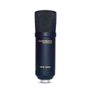 marantz professional mpm-1000u | large diaphragm usb condenser microphone for podcasting & recording, including usb cable & mic clip, black