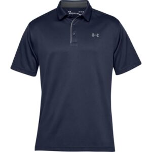 under armour men's tech golf polo , midnight navy (410)/graphite, x-large