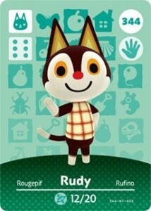 rudy - nintendo animal crossing happy home designer series 4 amiibo card - 344