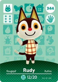 Rudy - Nintendo Animal Crossing Happy Home Designer Series 4 Amiibo Card - 344